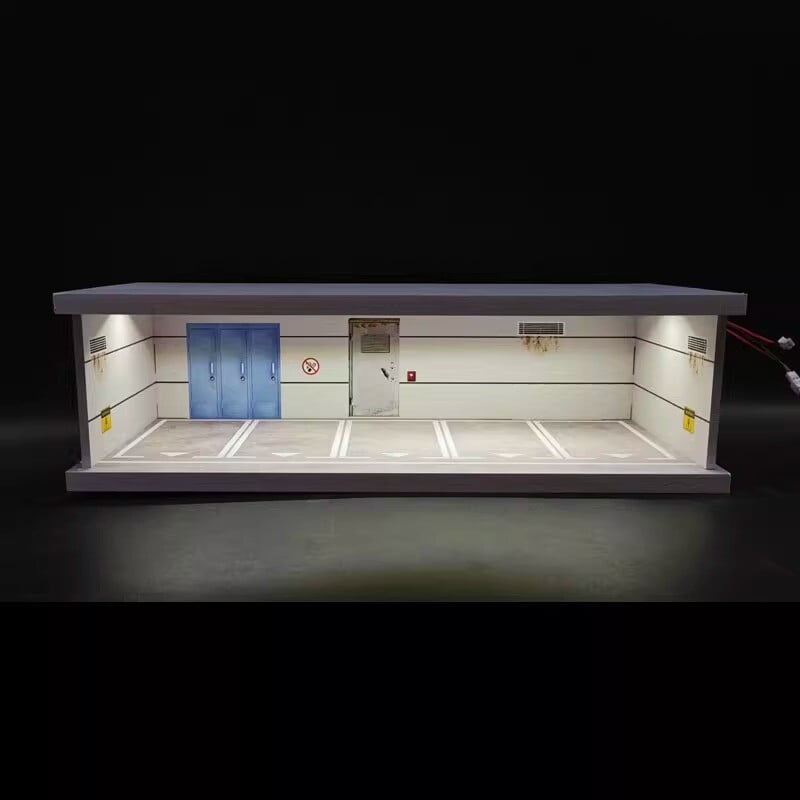1:43 Diorama Diecast Garage Model, LED Lighting Parking Lot Scene ...
