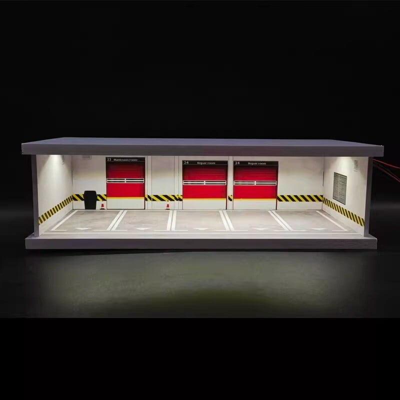1:43 Diorama Diecast Garage Model, LED Lighting Parking Lot Scene ...