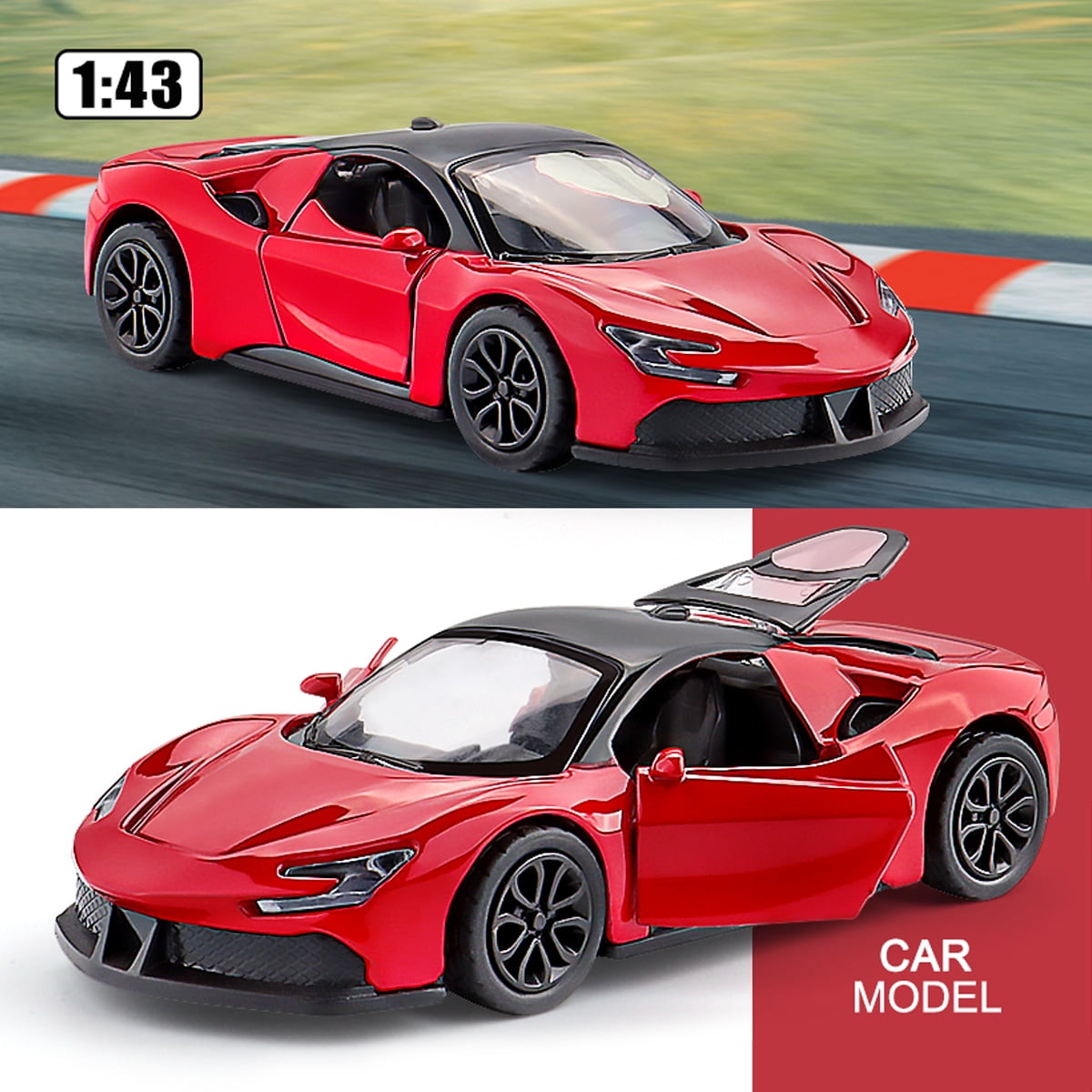 1:43 Scale 4 Inch Die Cast Model Race Car Toy with Pullback Action ...