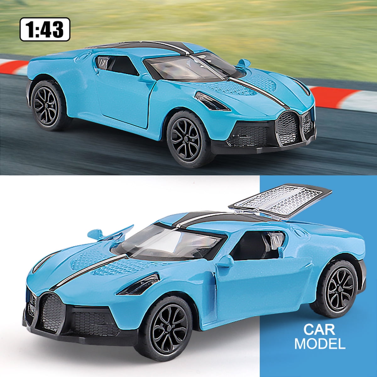 1:43 Scale 4 Inch Die Cast Model Race Car Toy with Pullback Action ...