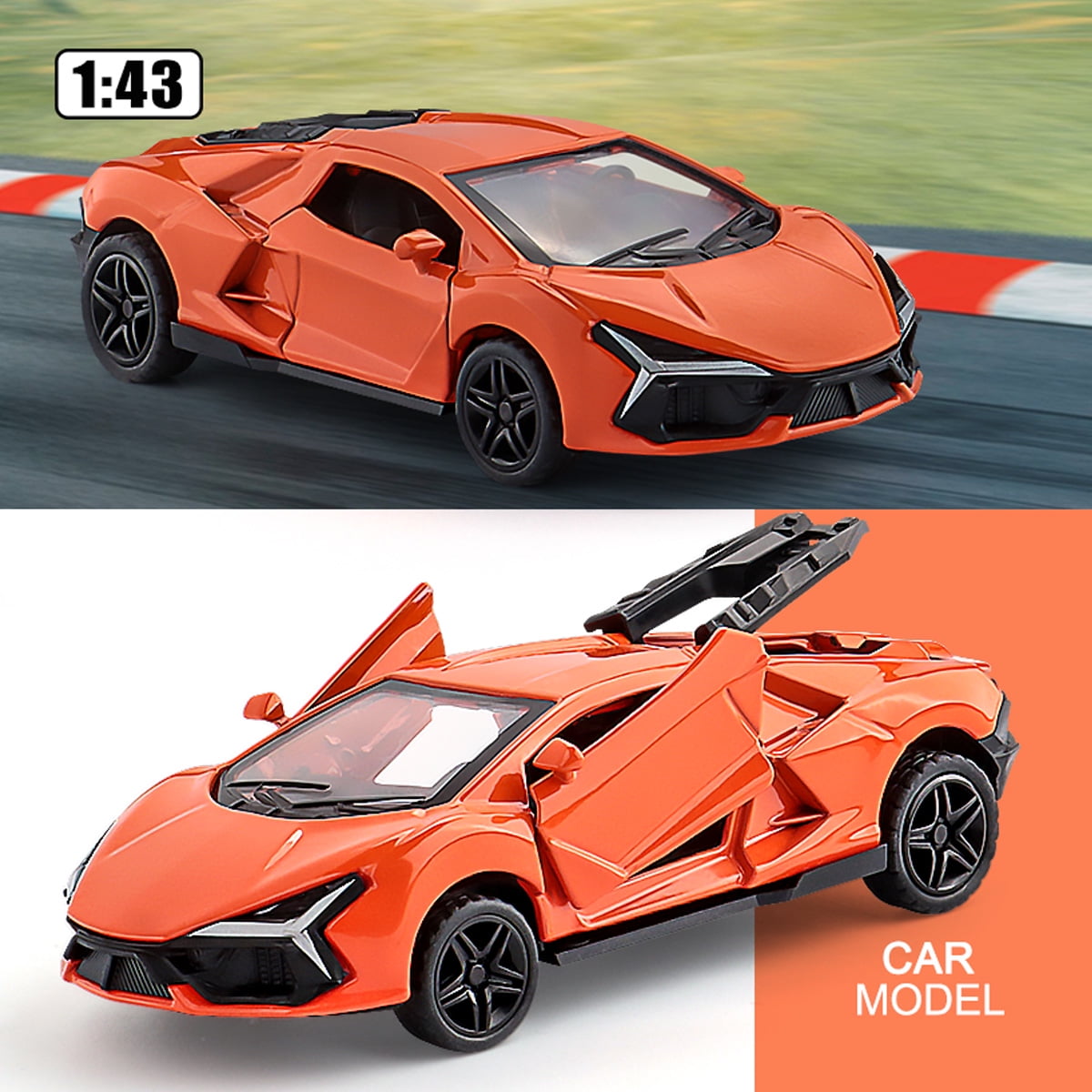 1:43 Scale 4 Inch Die Cast Model Race Car Toy with Pullback Action ...