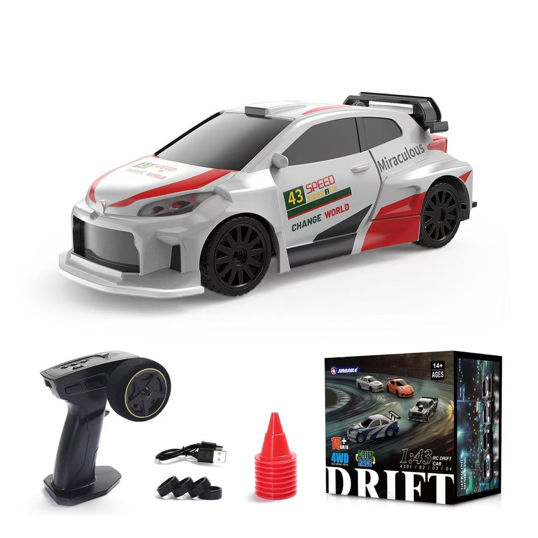 1/43 Scale 4WD RC Drift Racing Car With Gyro 2.4GHz Full Proportional ...