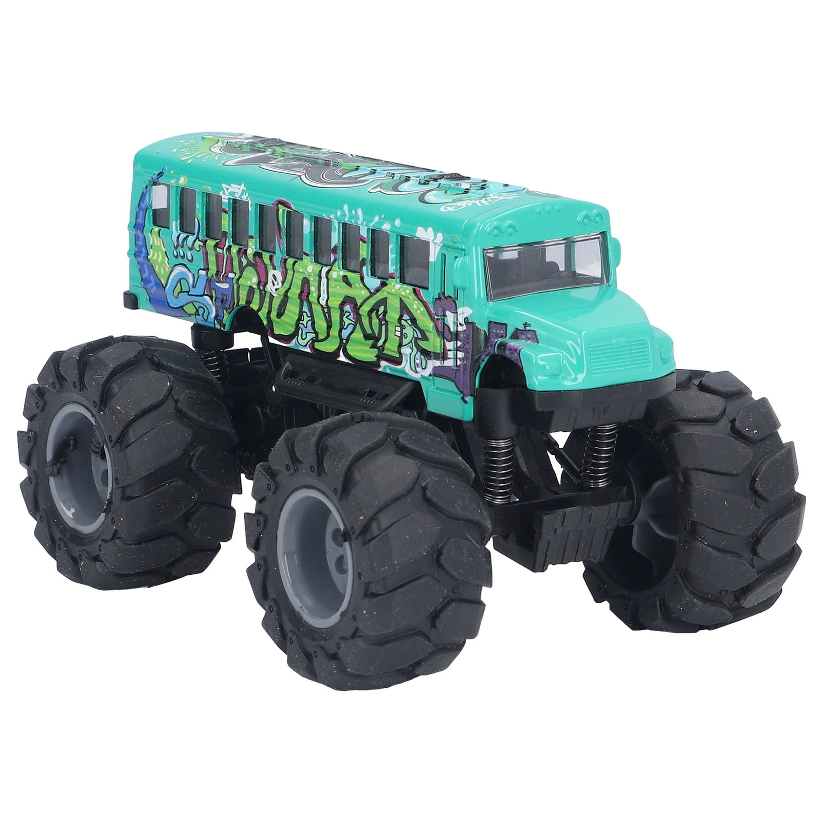 1:43 Scale Bus Car Model Large Wheels Simulation Pull Back School Bus ...