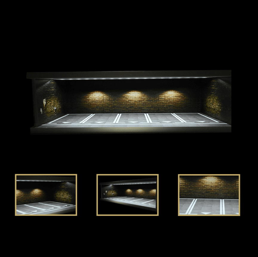 1:43 Scale Diorama Car Garage Model with LED Lighting, Car Display Case ...