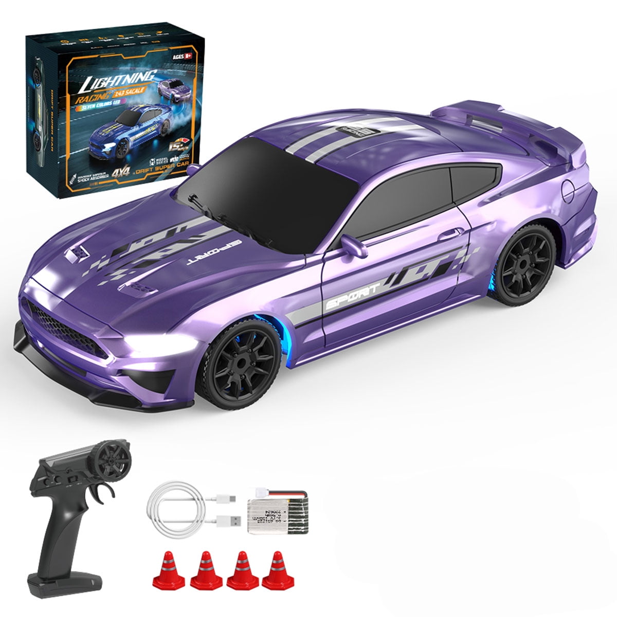 1/43 Scale Full-Proportional Mini Electric RC Drift Racing Car Model, 2 ...