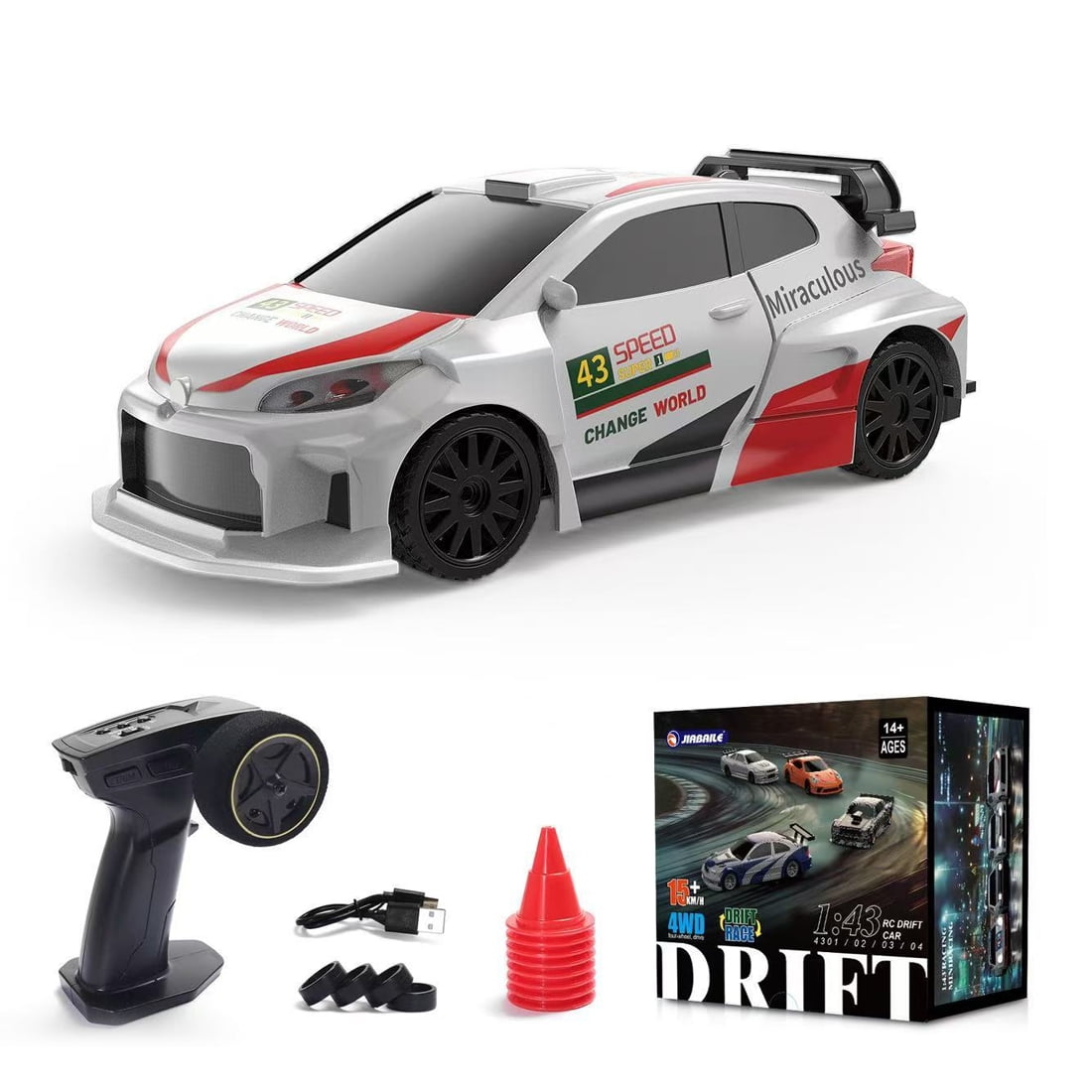 1/43 Scale Mini RC Drift Car, 2.4G 4WD Full Proportional Remote Control ...