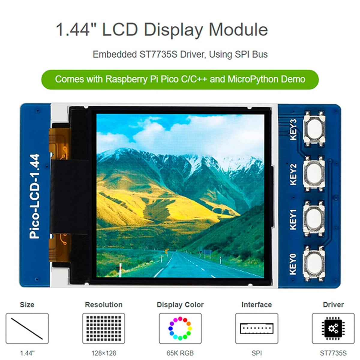 144inch Lcd Display Module For Raspberry Pi Pico 128x128 Resolution Tft Display Panel 65k Rgb