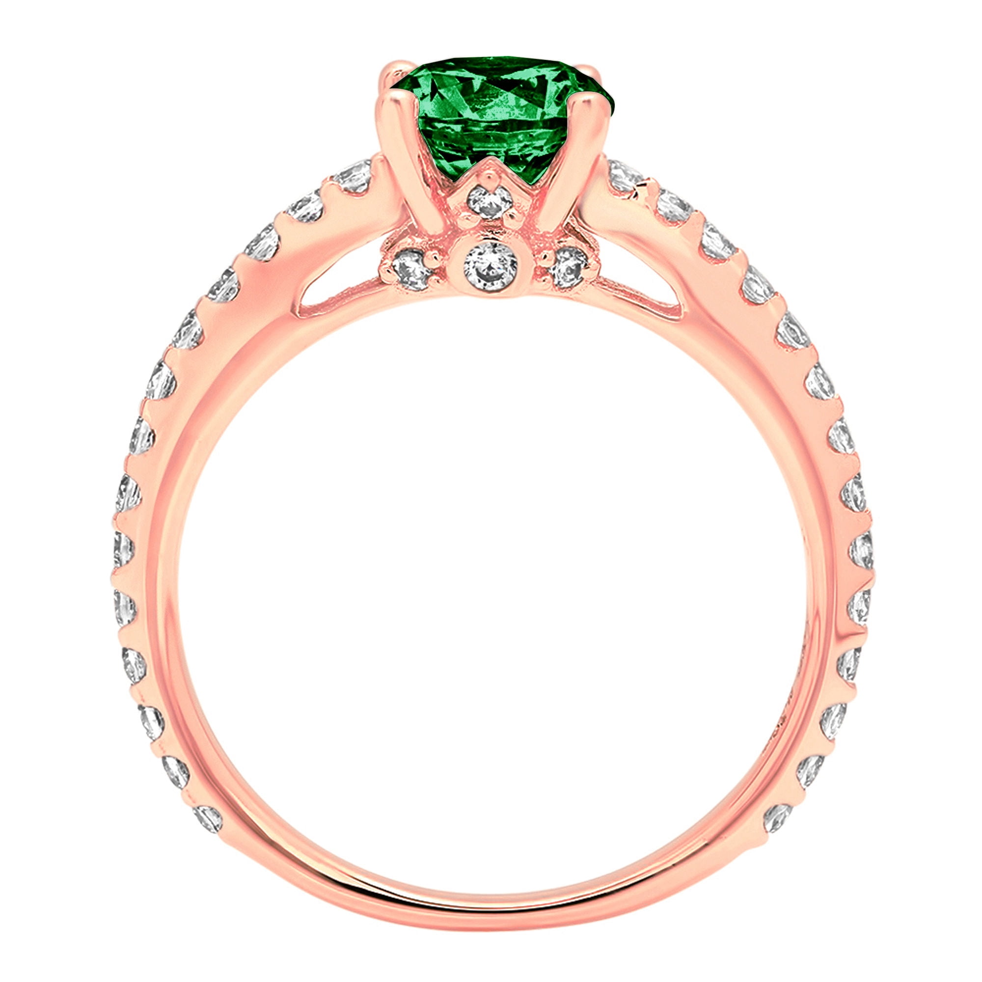 1.465 ct Round Cut Simulated Emerald Solitaire with Accents Engagement ...