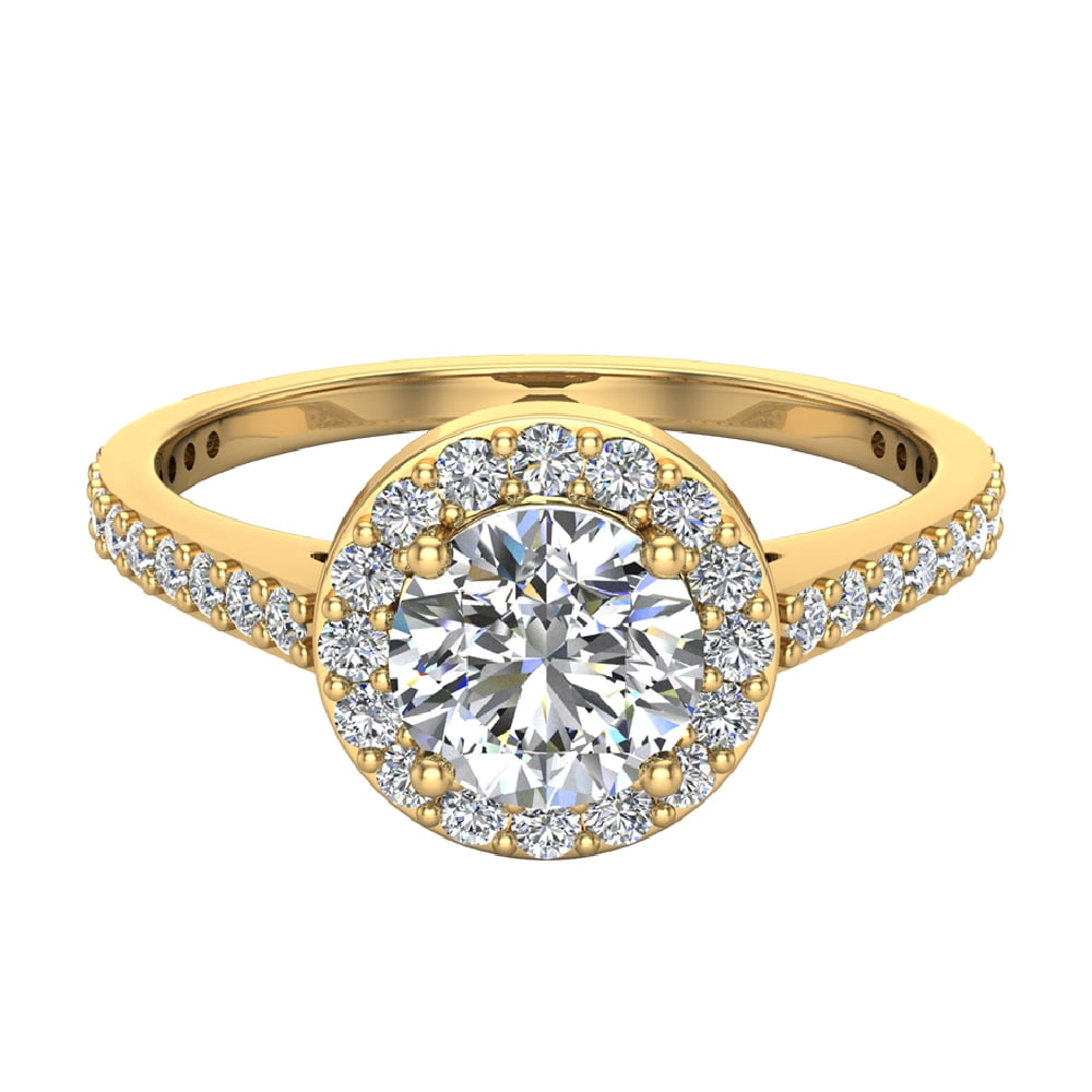 1.48 CT GIA Certified Round Brilliant Diamond Dainty Halo Engagement ...