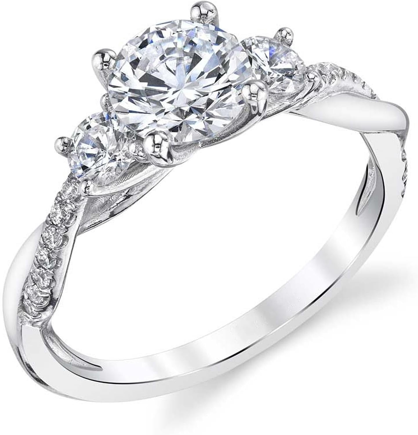 1.48 Carat 3 Stone Moissanite Engagement Rings for women Moissanite ...