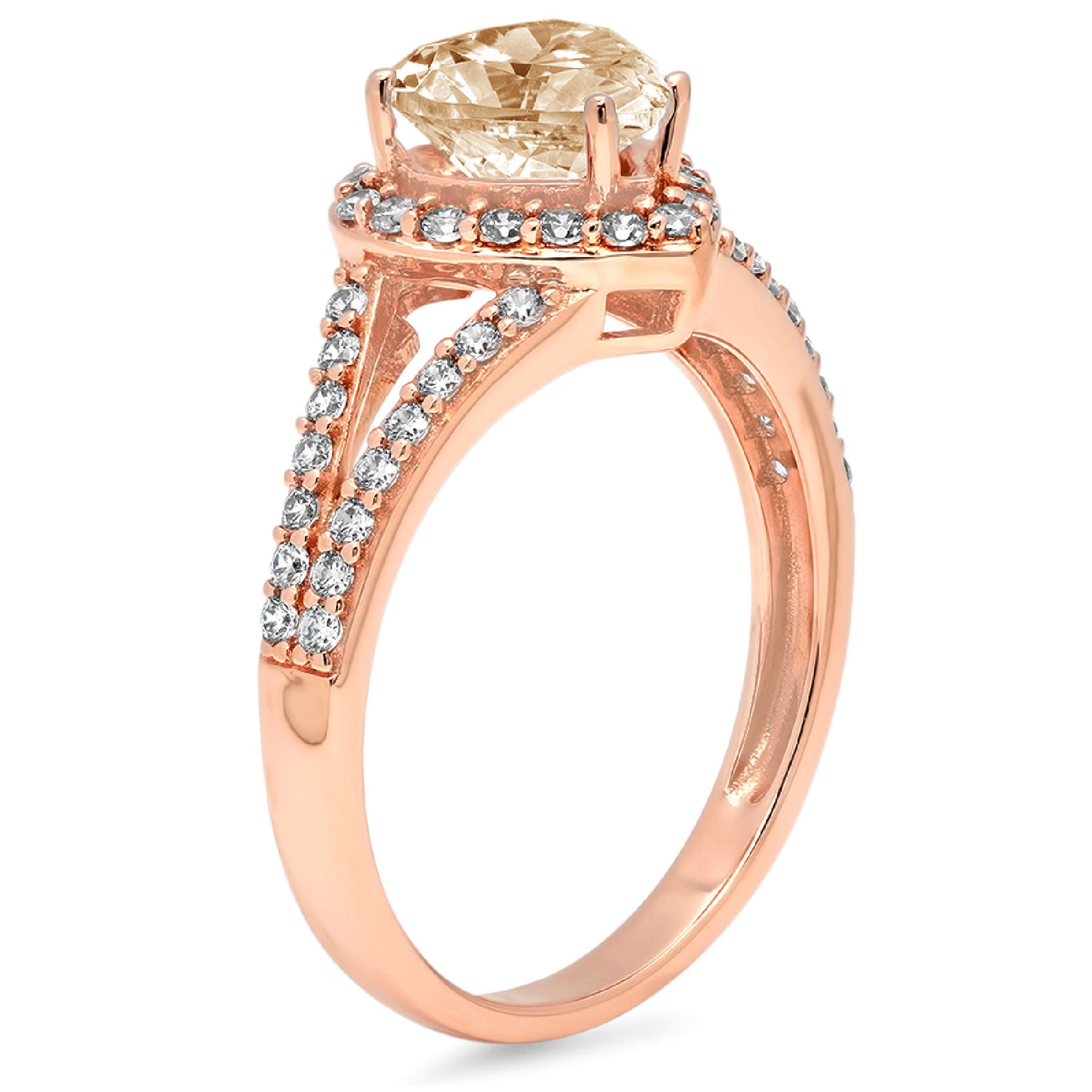 1.49 ct Heart Cut Natural Morganite Halo Engagement Ring for Women in 18K Rose Gold - Walmart.com