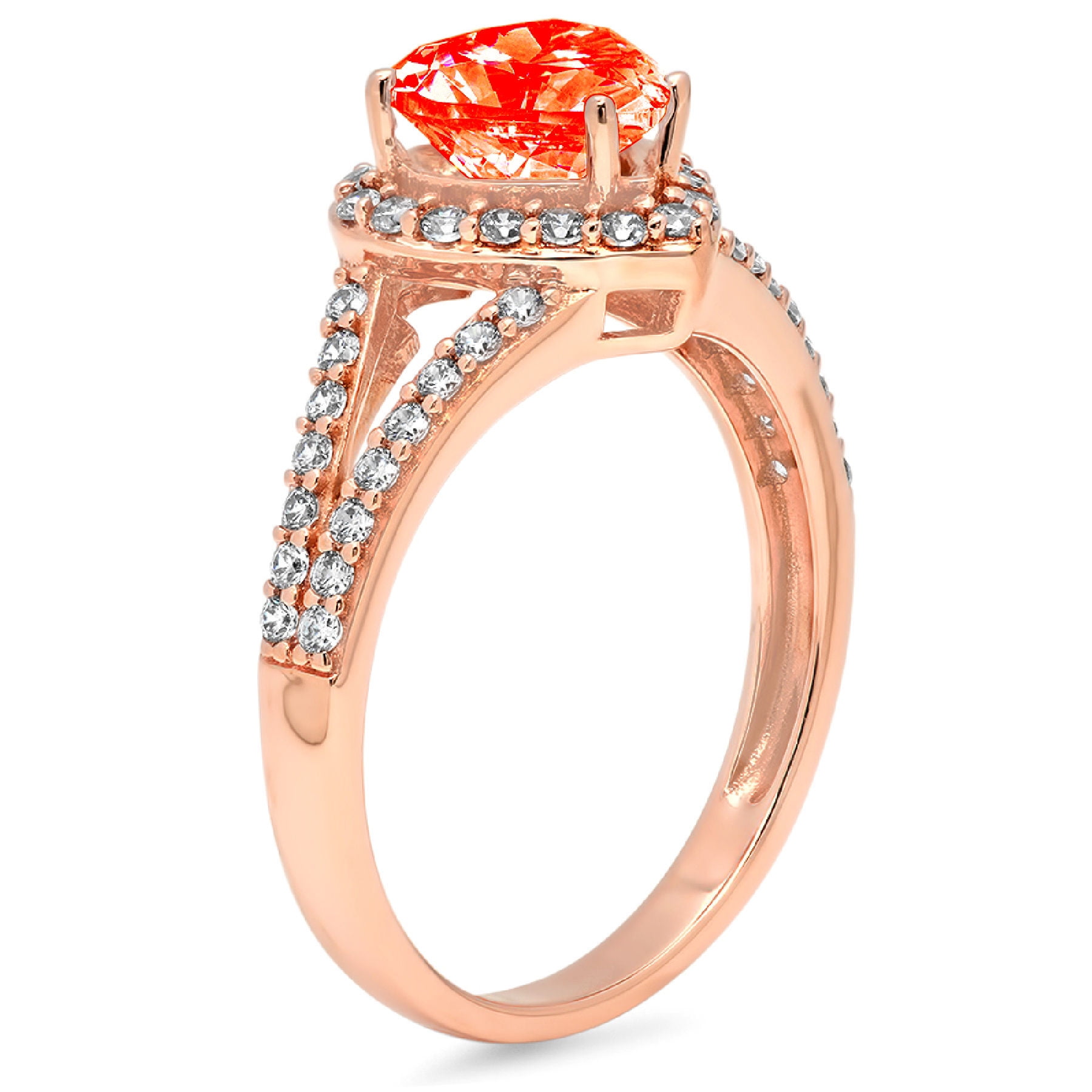 1.49 ct Heart Cut Simulated Red Diamond Halo Engagement Ring for Women ...