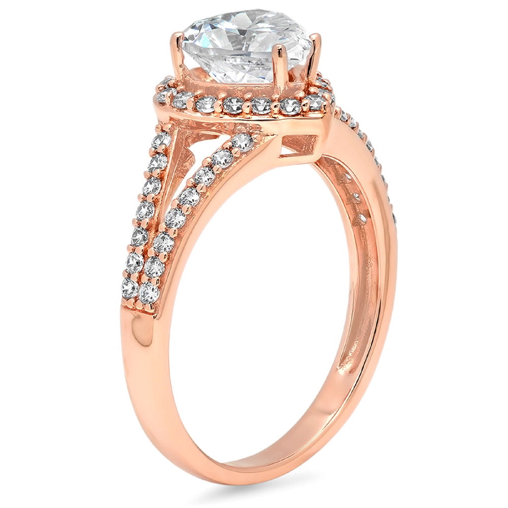 1.49Ct Heart Cut Moissanite Halo Engagement Ring in Solid 18K Rose Gold Size 7 - Walmart.com