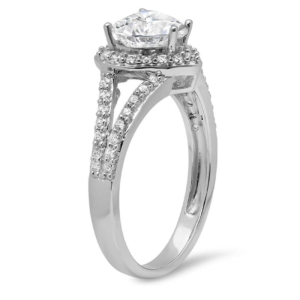 1.49Ct Heart Cut Moissanite Halo Engagement Ring in Solid 18K White Gold Size 7.5 - Walmart.com