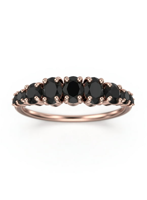 Black Diamond Rose Gold Wedding Band