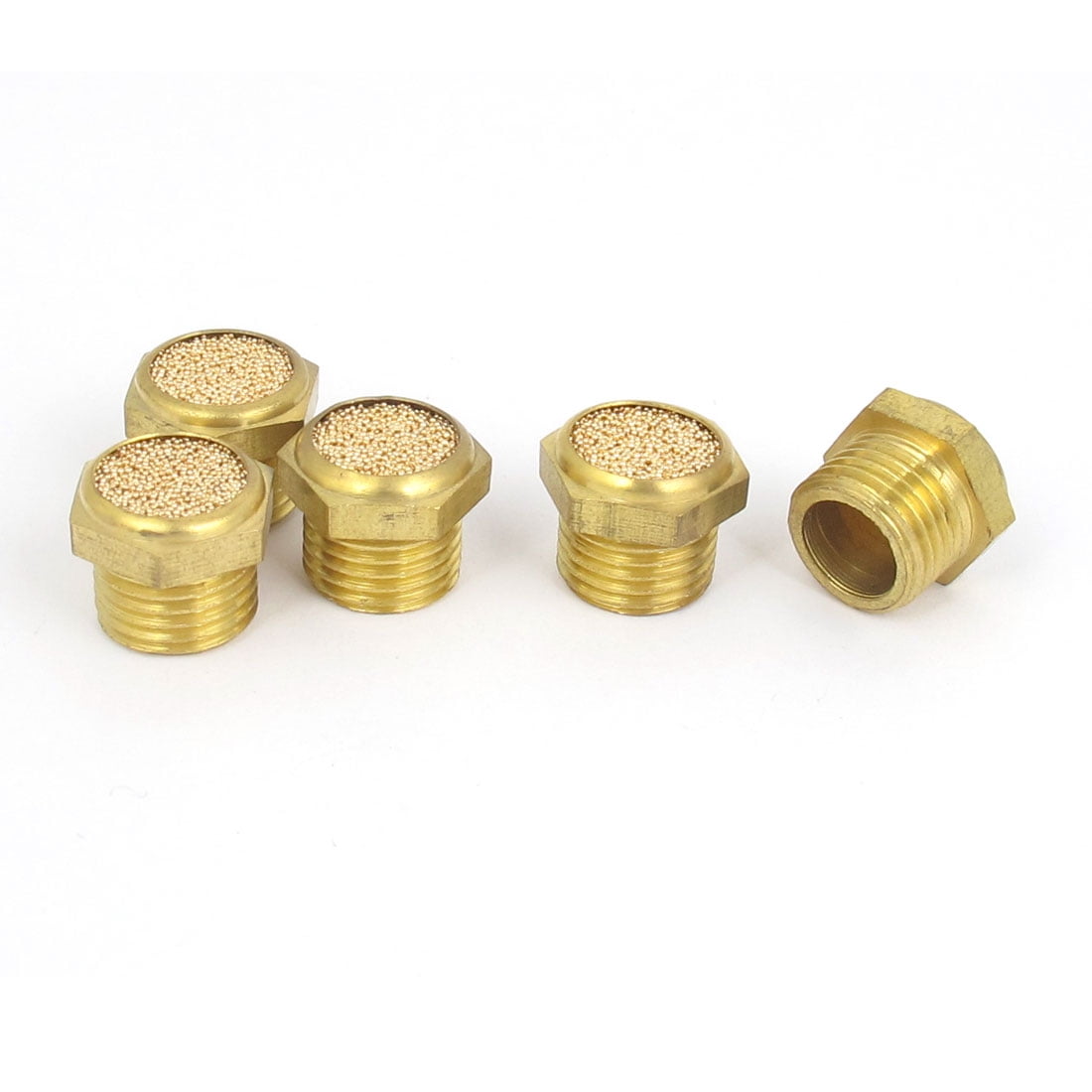 1/4BSP Thread Brass Pneumatic Air Exhaust Noise Reducing Muffler 5pcs ...