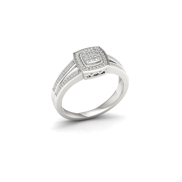 1/4Ct TDW Diamond S925 Sterling Silver Cluster Ring - Walmart.com
