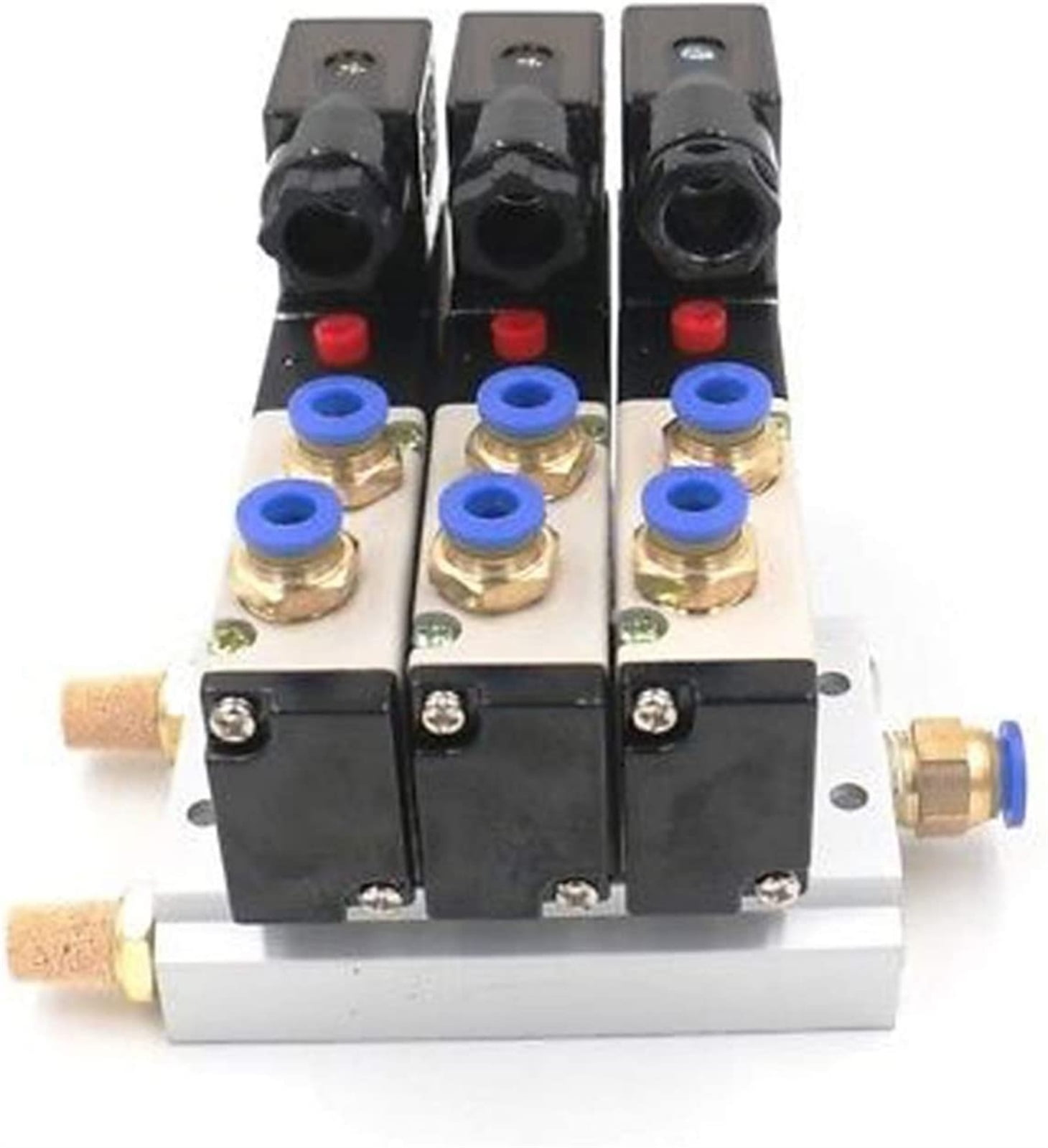 1/4Inch DC12V 24V AC110V 220V Triple Pneumatic Solenoid Valve 4V210-08 ...