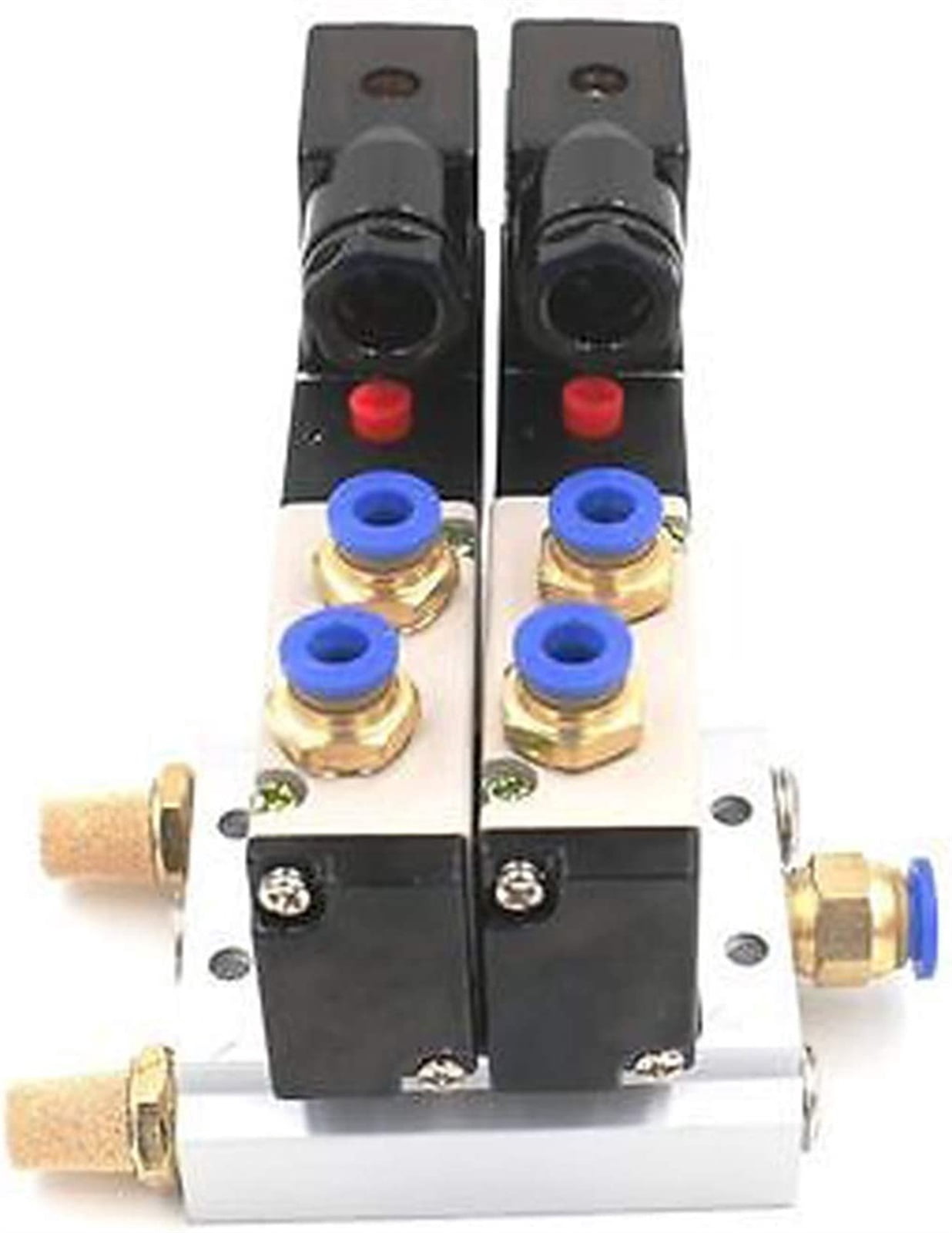 1/4Inch DC12V 24V Twin Pneumatic Solenoid Valve 4V210-08 Muffler 4mm ...