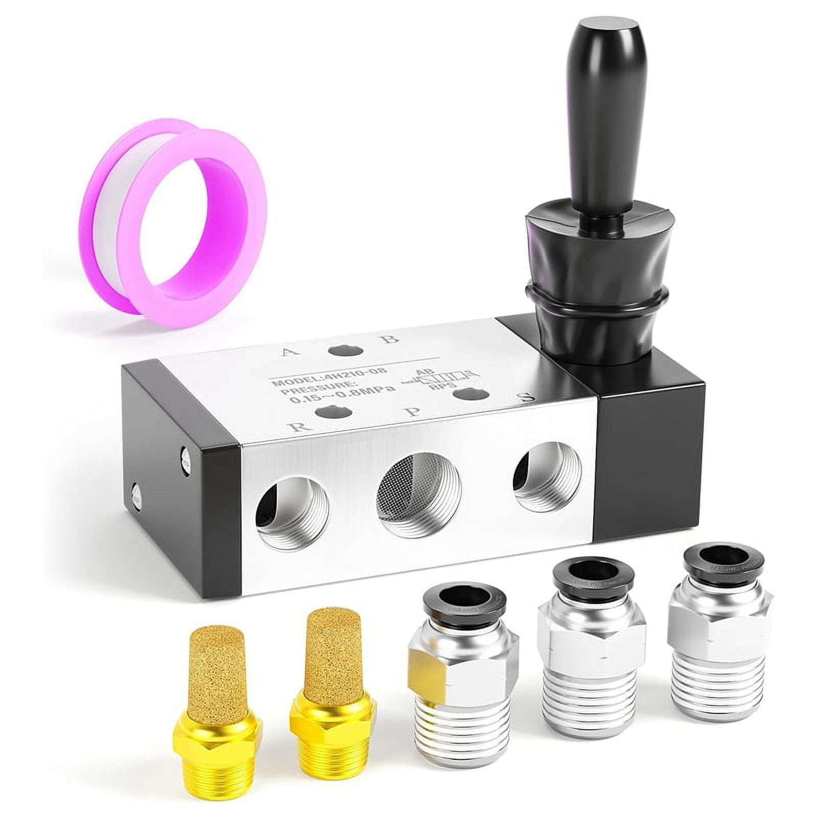 1/4Inch NPT 5 Way 3 Position Air Hand Lever Operated Valve Pneumatic Solenoid Manual Control ...