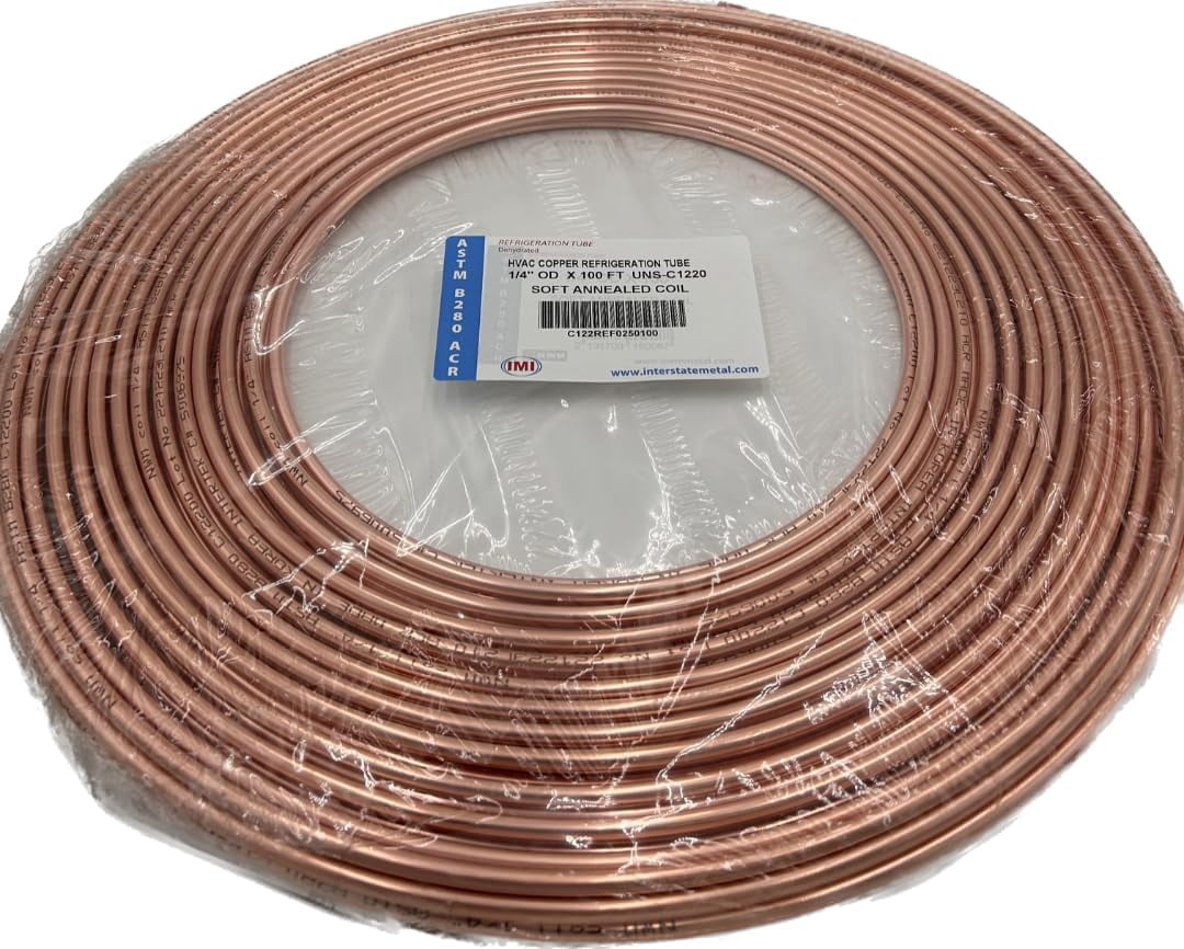 1/4OD x 50ft Refrigeration Copper Tubing ACR ASTM B280 - Walmart.com