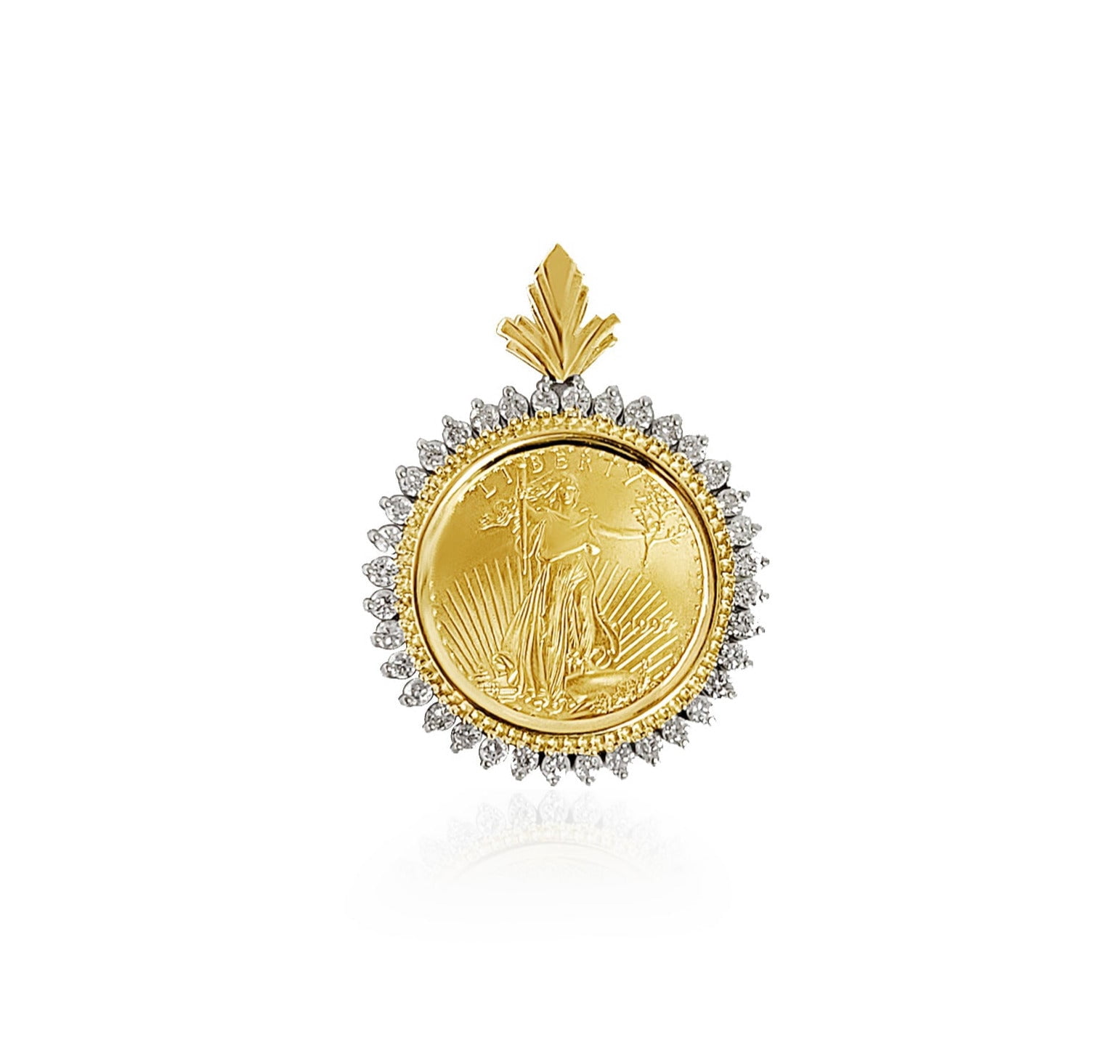 1/4OZ Fine Gold Lady Liberty Medallion with Diamond Halo 1.00cttw ...