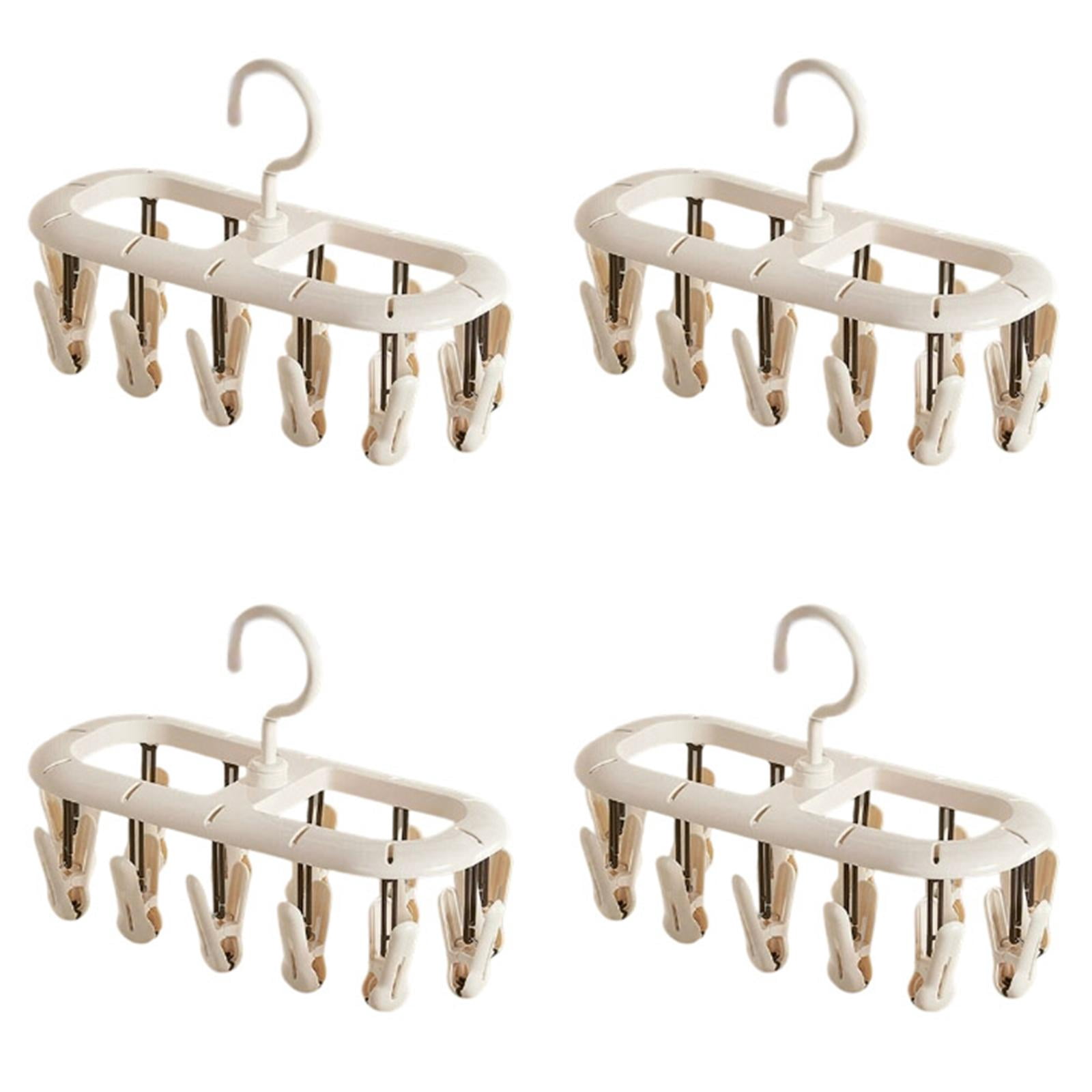 1-4PC Beige Socks Drying Rack Clothes Hanger with 12 Clips Plastic ...