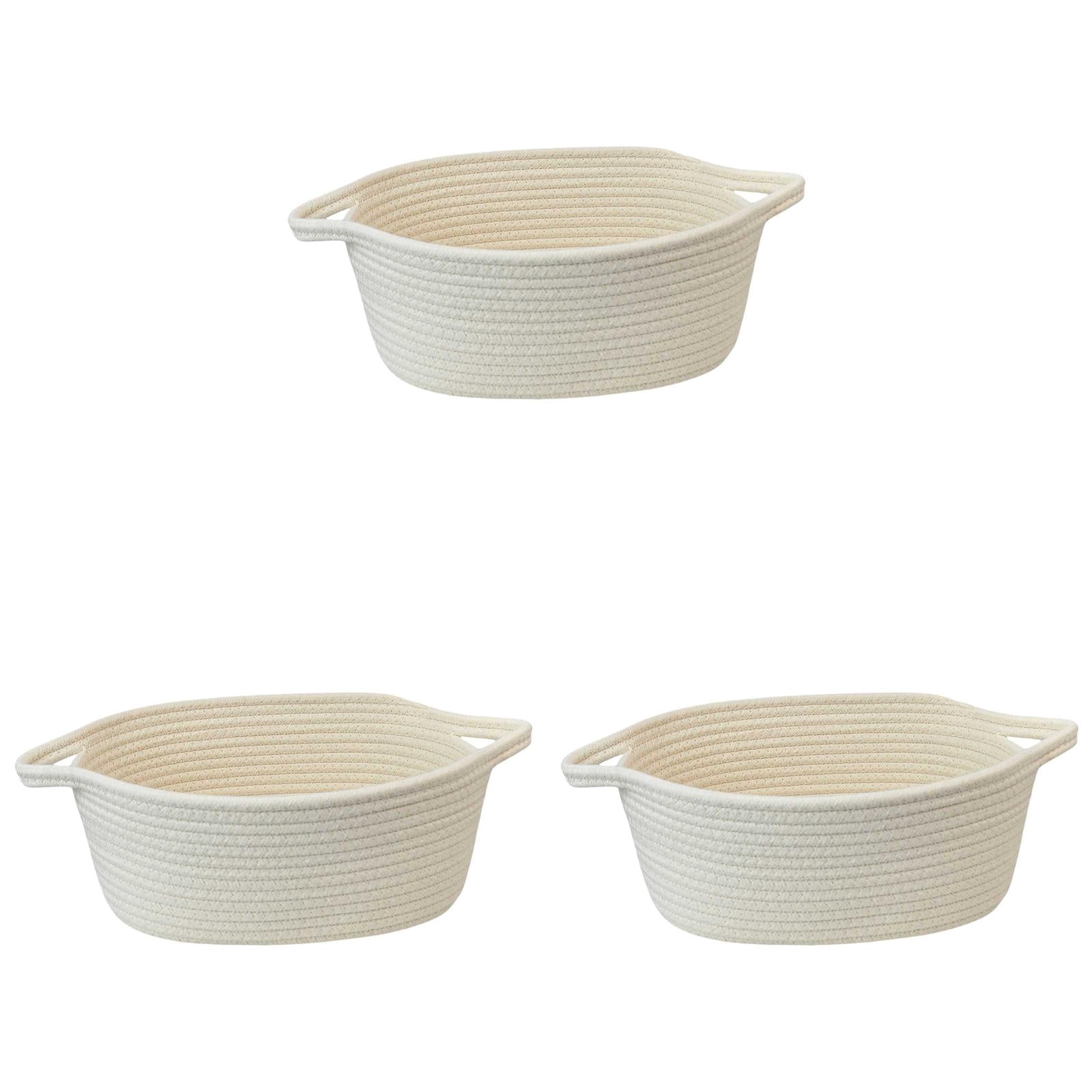 1-4PC Small Beige Basket with Handles Woven Rope Storage Basket for ...