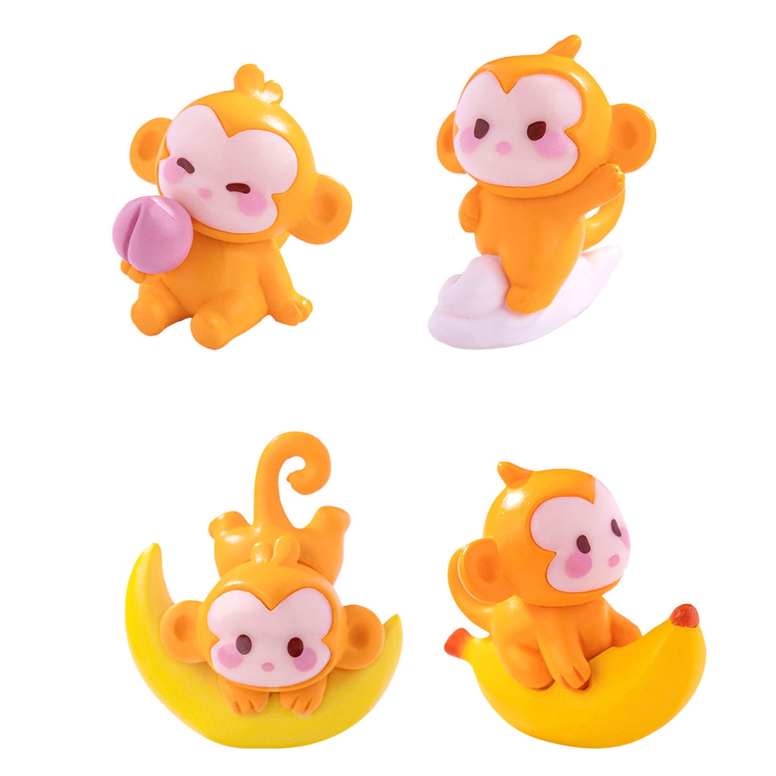 1. 4Pcs Cartoon Monkey Fishing Resin Figurines, Desk Decor for Office ...