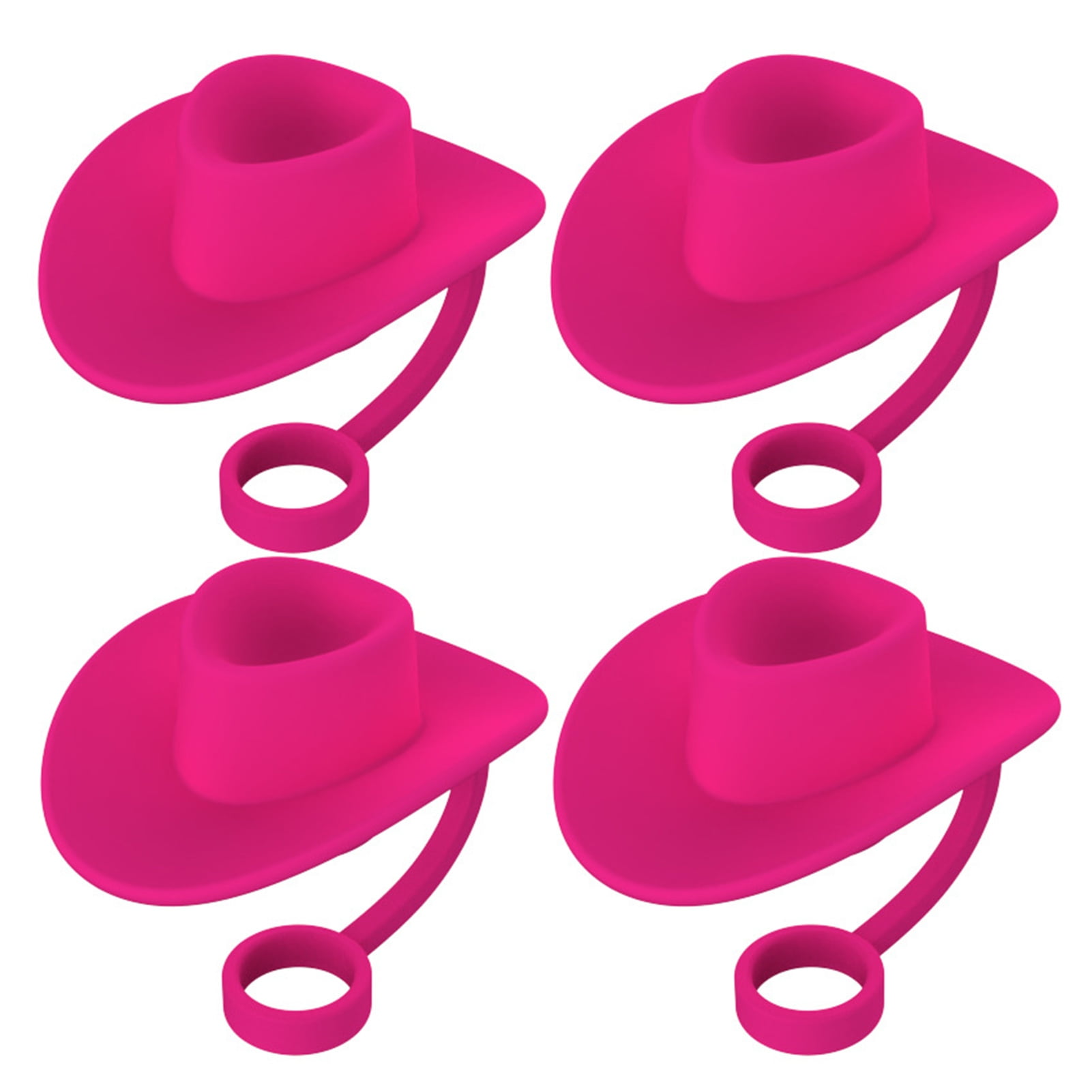 1/4Pcs Cowboy Hat Straw Covers Food Grade Silicone Straw Toppers Universal Size Funny Straw Dust ...