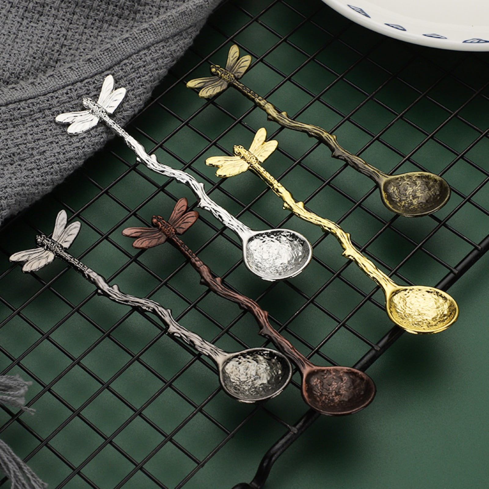 1/4Pcs Dream Lifestyle Retro Alloy Coffee Spoons, Dragonfly and Star ...