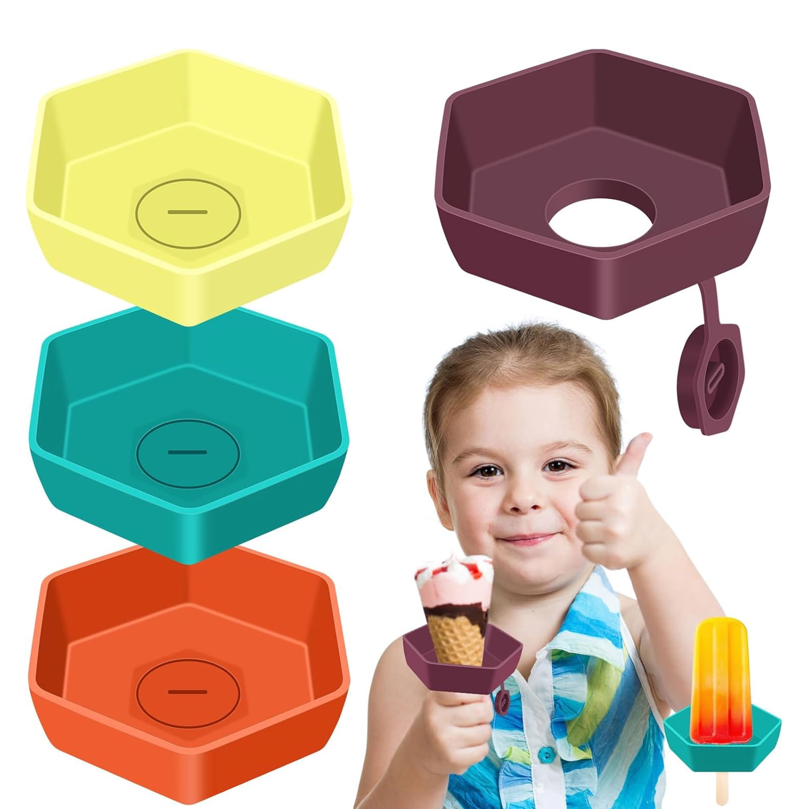 1/4Pcs Silicone Popsicle Holder Dual Functional Design Ice Cream Cone ...