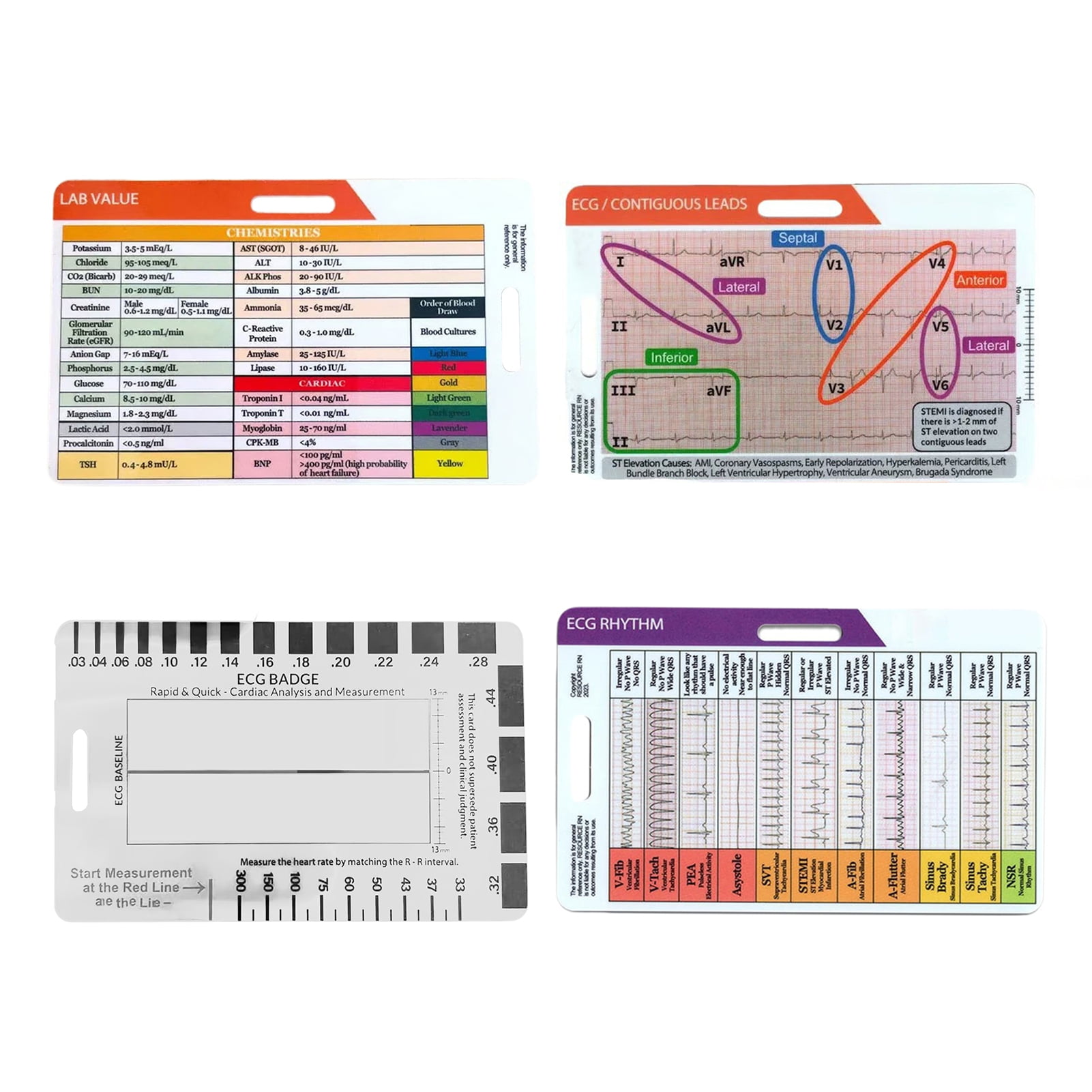 1/4Pcs Transparent EKG Calipers Reference Badge ID Cards Waterproof ...