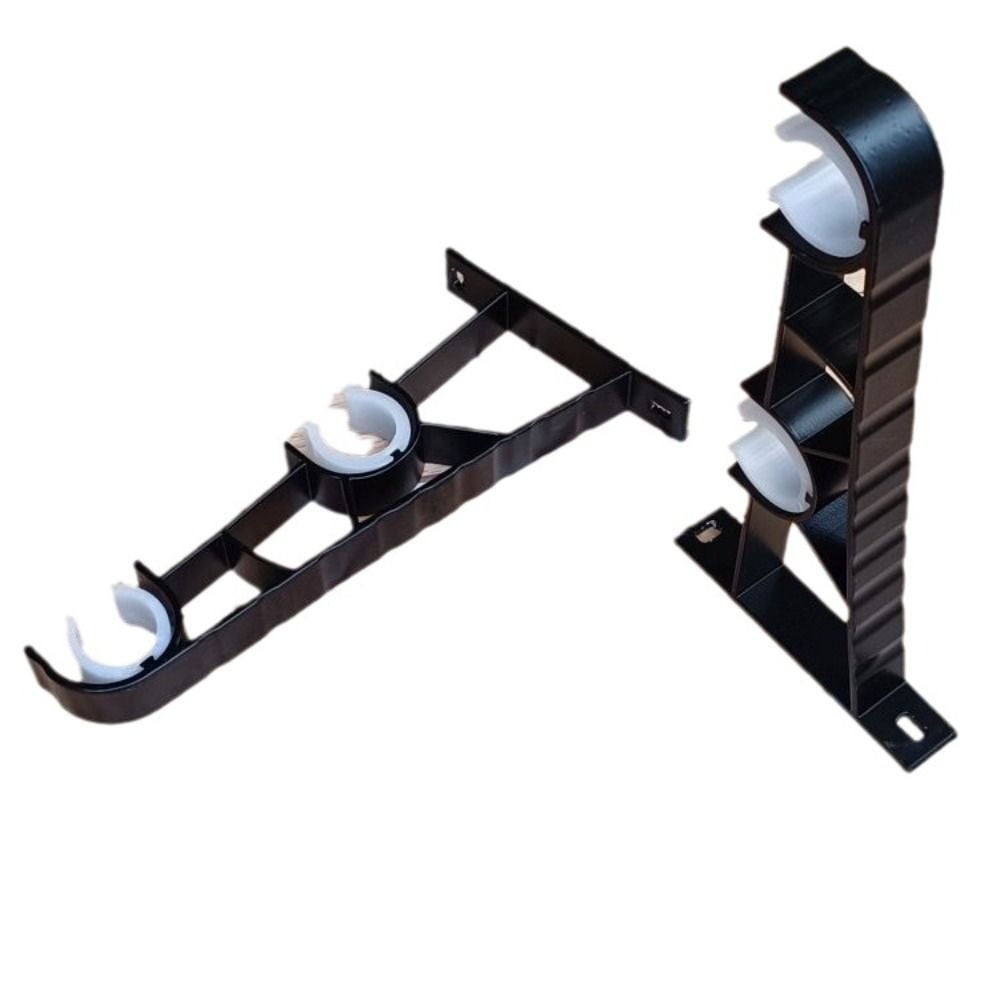 1/4Pcs Wall Curtain Rod Retainers Double Bracket Black Curtain Rod ...