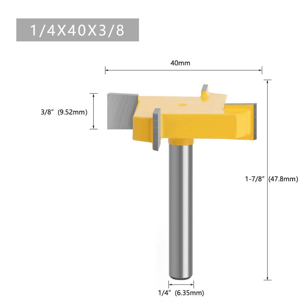 1/4Shank 4 Edge Slotting Cutter Woodworking Router Bits for Wood ...