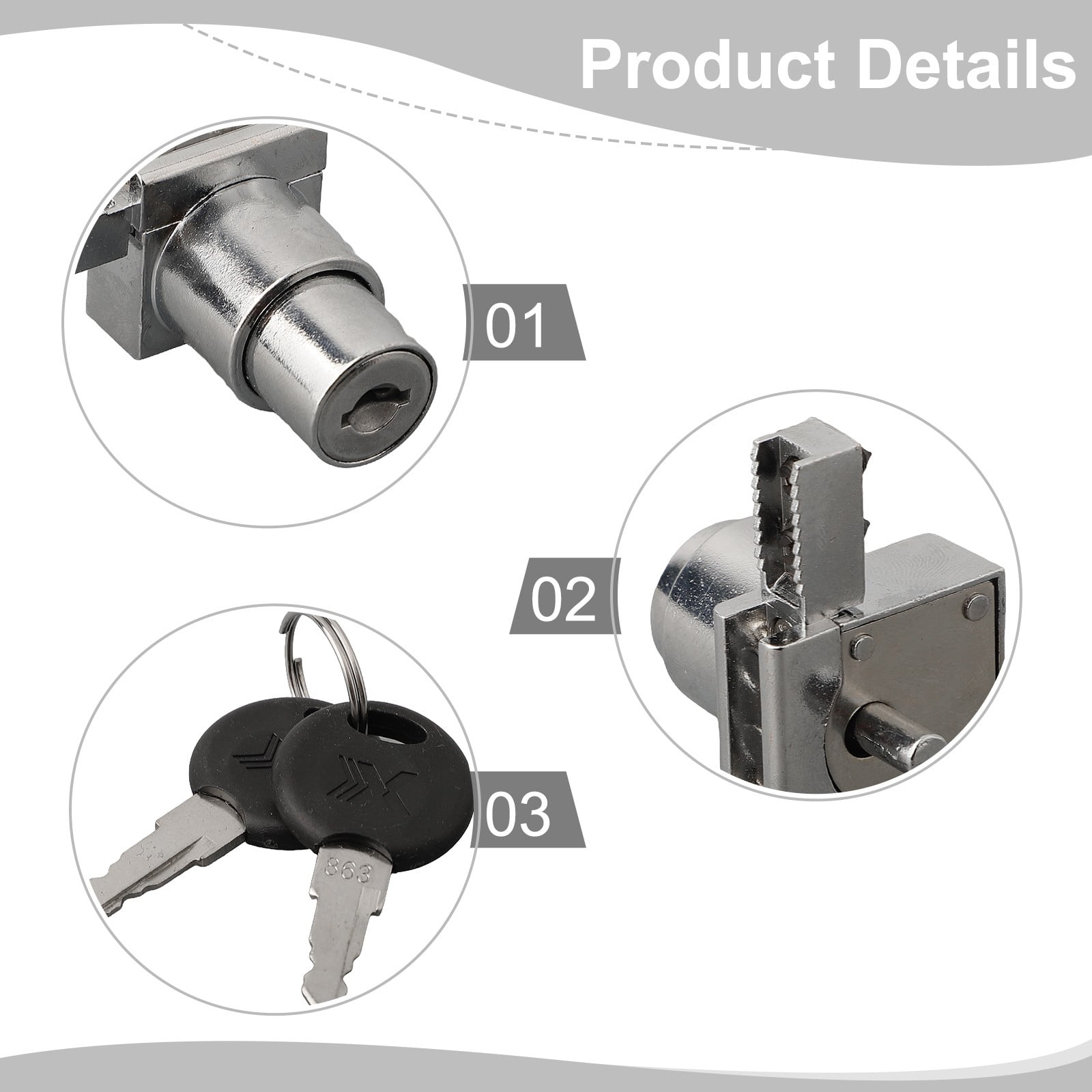 1/4X Showcase Sliding Glass Door Lock Set W / Key For Display Cabinet ...