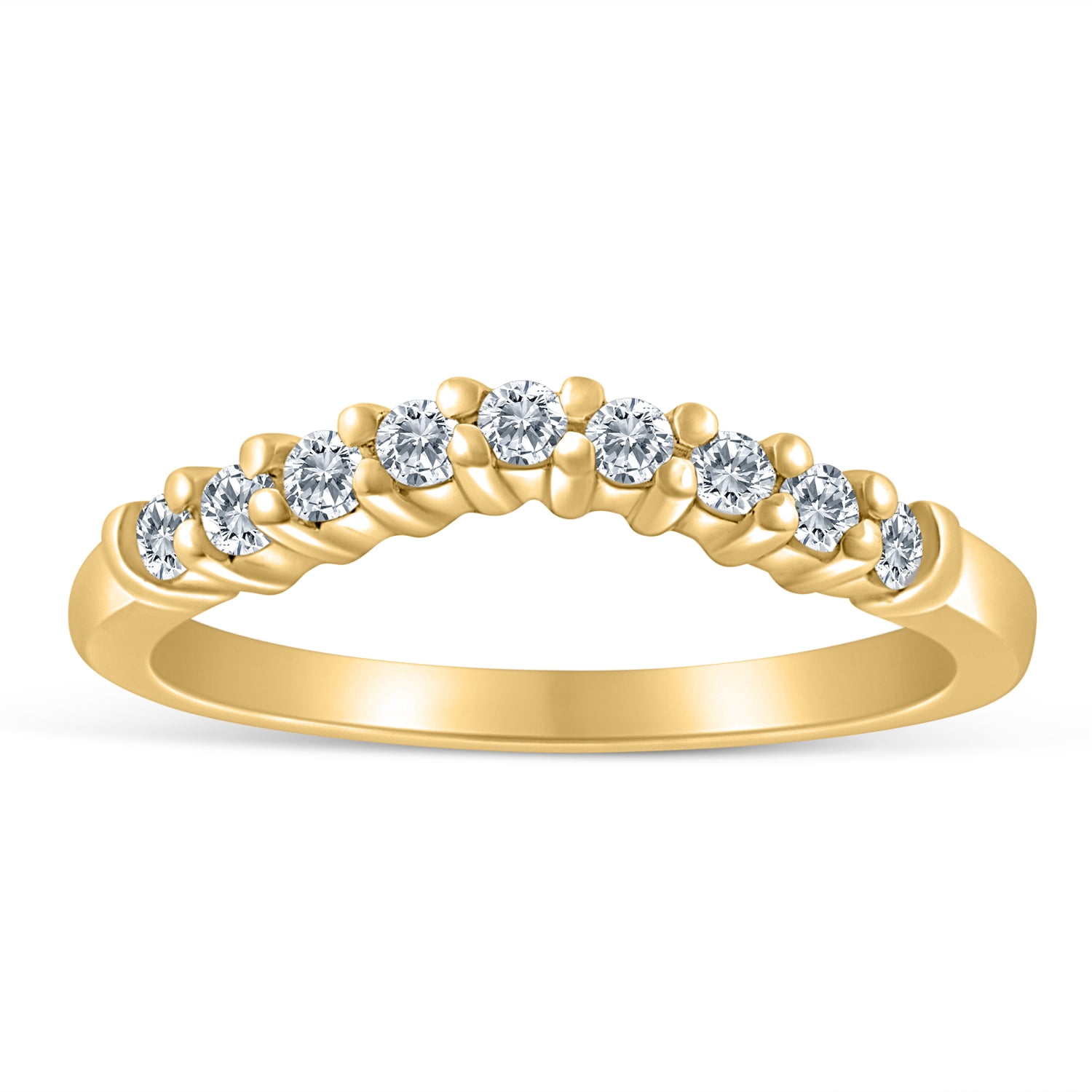1/4ctw Chevron Diamond Wedding Band in 10k Yellow Gold - Walmart.com