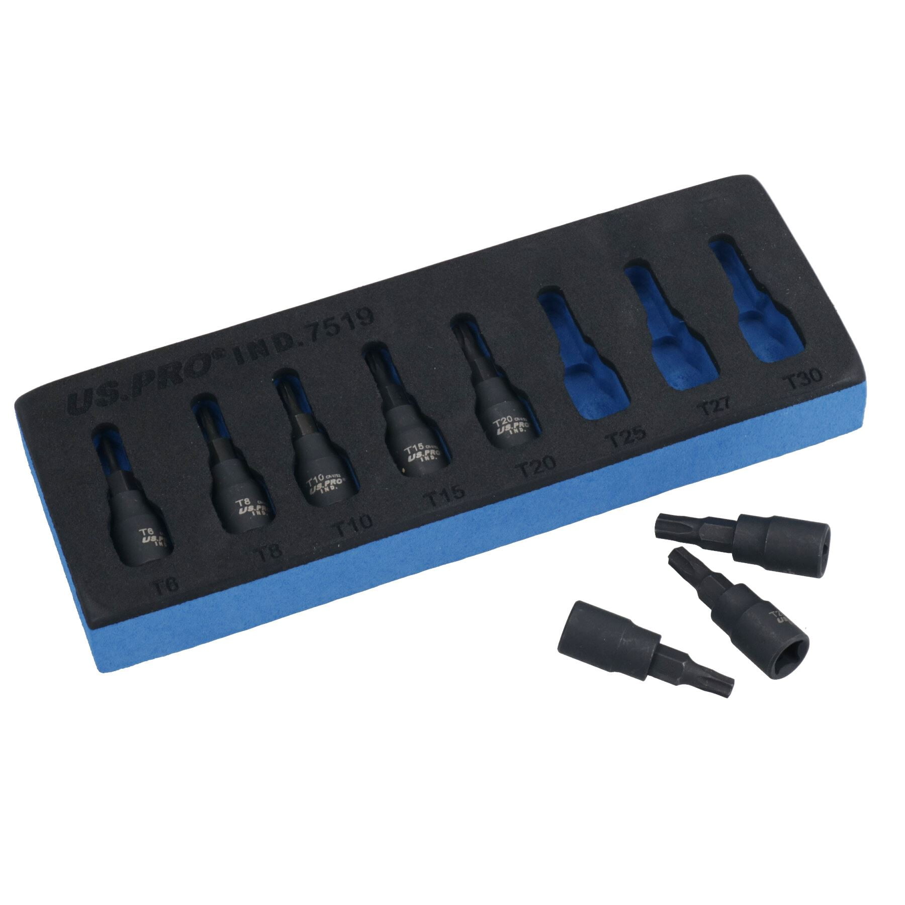 1/4in Drive Male Torx Star Impacted Impact Shallow Sockets T6 – T30 8pc ...