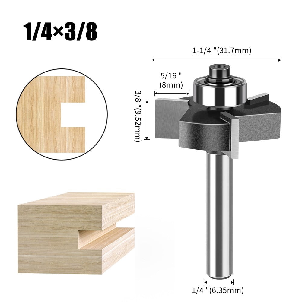 1/4in Shank T-Slot Router Bit T Type Slotting Cutter with Bearing ...