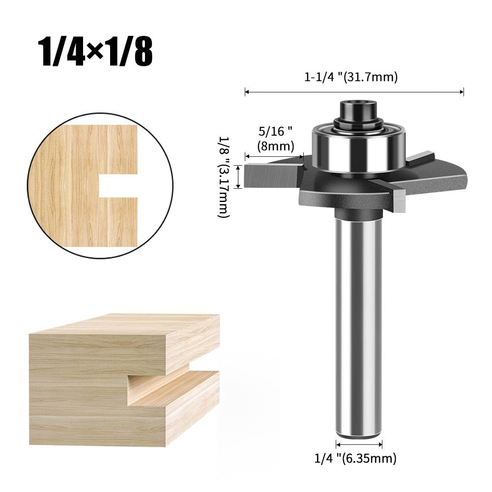 1/4in Shank T-Slot Router Bit T Type Slotting Cutter with Bearing ...