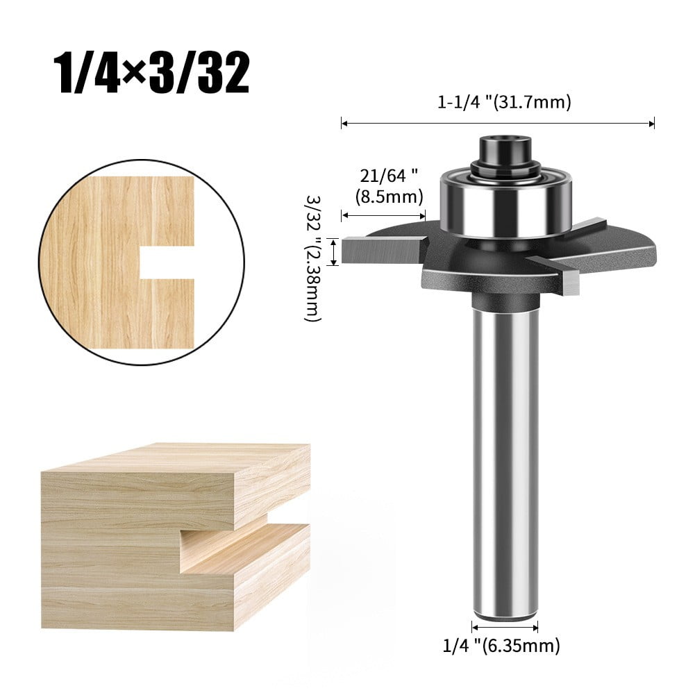 1/4in Shank T-Slot Router Bit T Type Slotting Cutter with Bearing ...