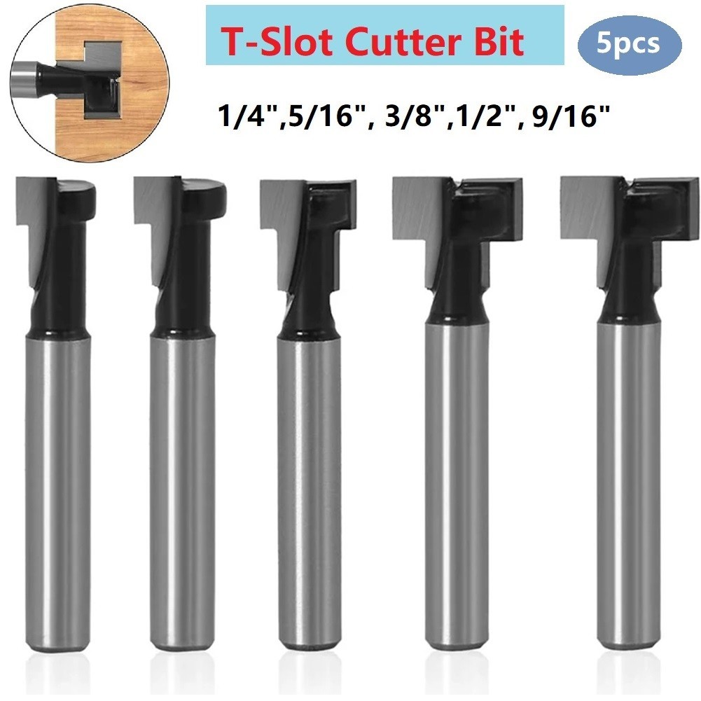 1/4inch Shank T-Slot Cutter Router Bit Set Hex Bolt Key Hole Bits ...