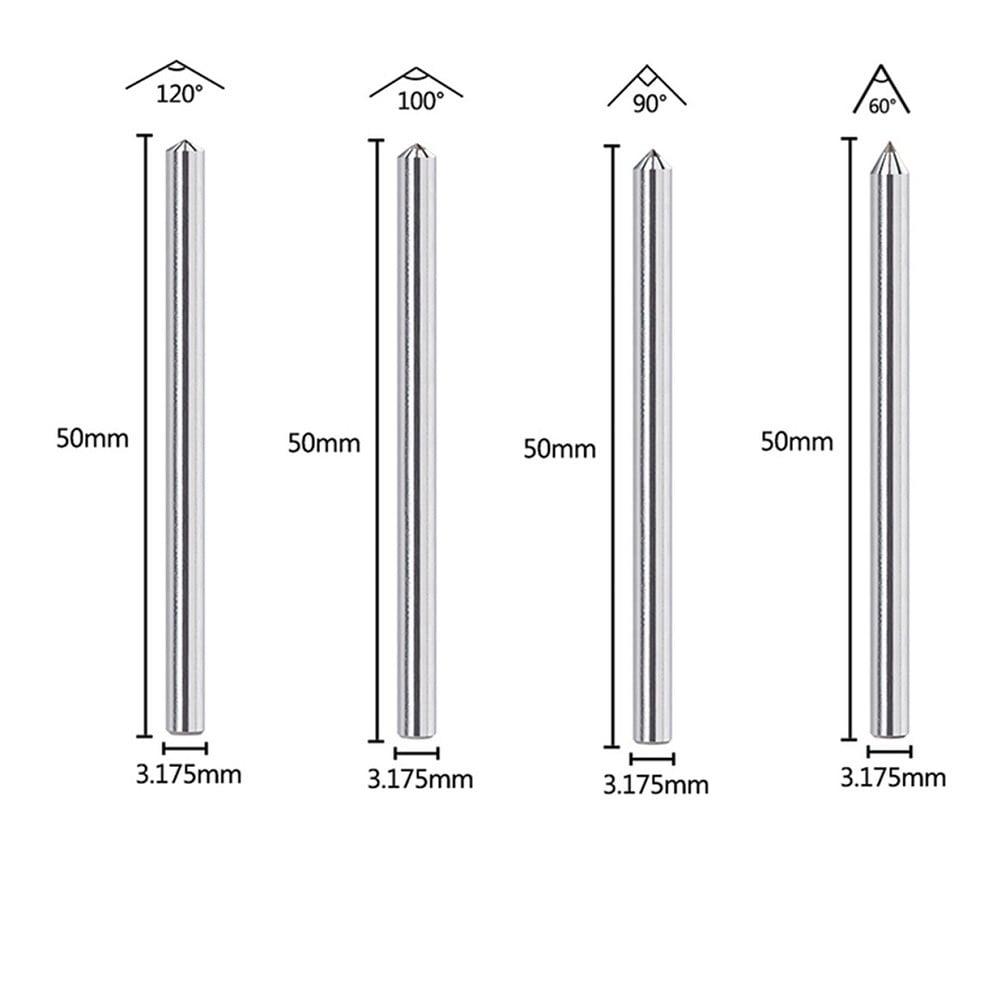 1/4pcs 3.175 Mm Diamond Engraving Bits Drag Engraver Cnc Diamond Point ...