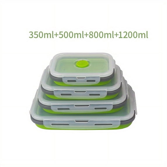 1/4pcs Collapsible Silicone Food Storage Container Stackable Space ...