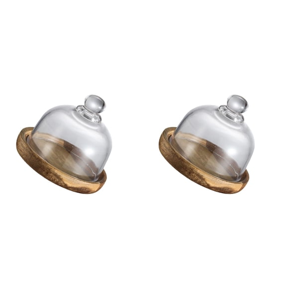 1-4pcs Glass Dessert Dome with Base Mini Decorative Cake Tray with ...
