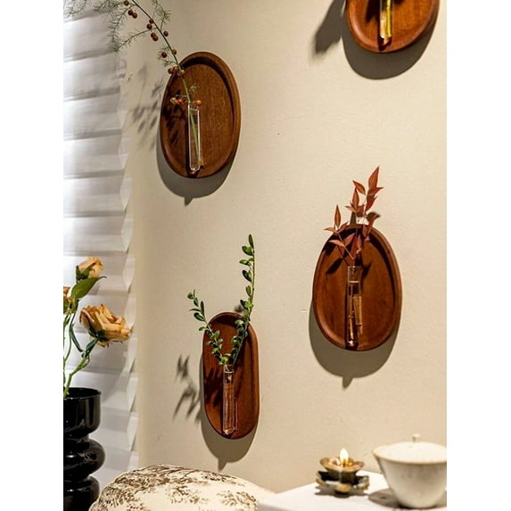 1/4pcs Test Tube Vase, Fresh Flower Floral Arrangement, Wall Wooden ...