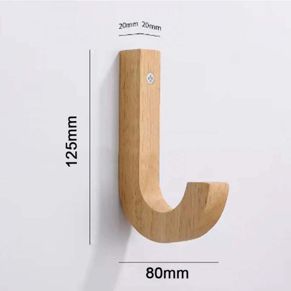 1/4pcs Wood J-shaped Hook Keys Clothes Bag Hanger Hook Wall Robe Coat ...