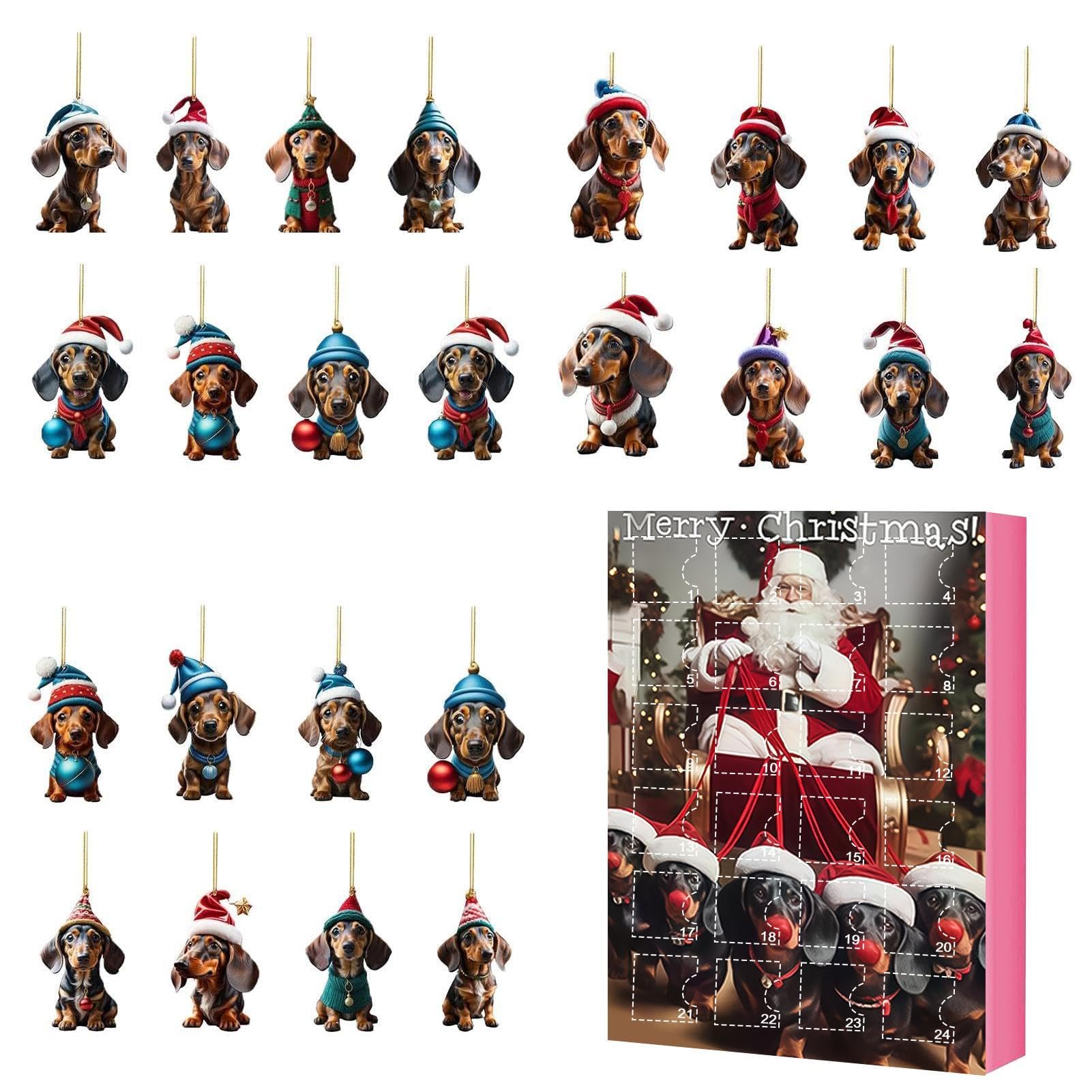 1/4set Dachshund Advent Calendar 2024-24 Days Christmas Countdown Calendar | Christmas ...