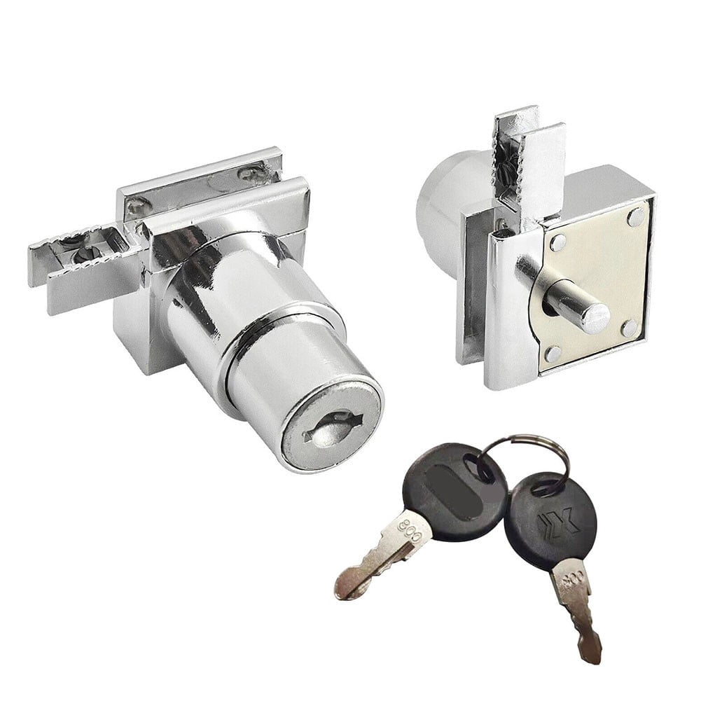 1/4x Showcase Sliding Glass Door Lock Set W / Key For Display Cabinet ...
