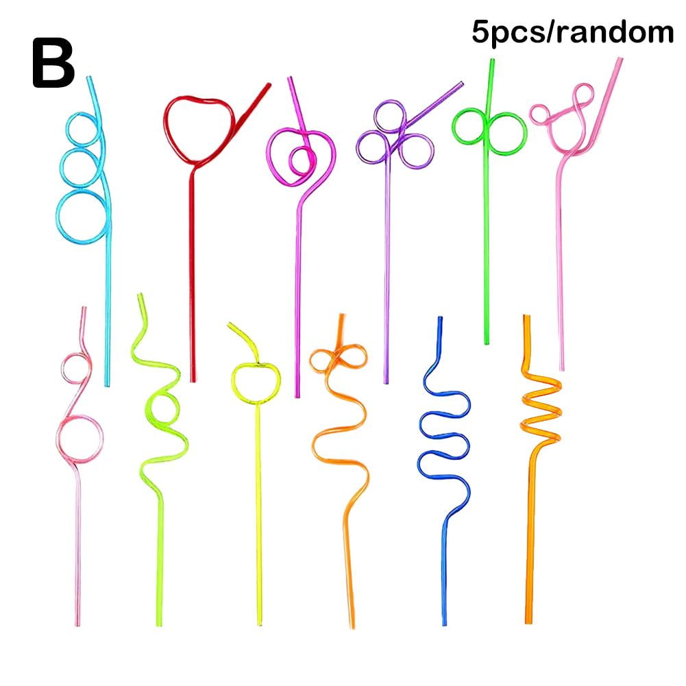 1/5/10pcs Curly Silly Drinking Straws Assorted Colors Kids Party ...